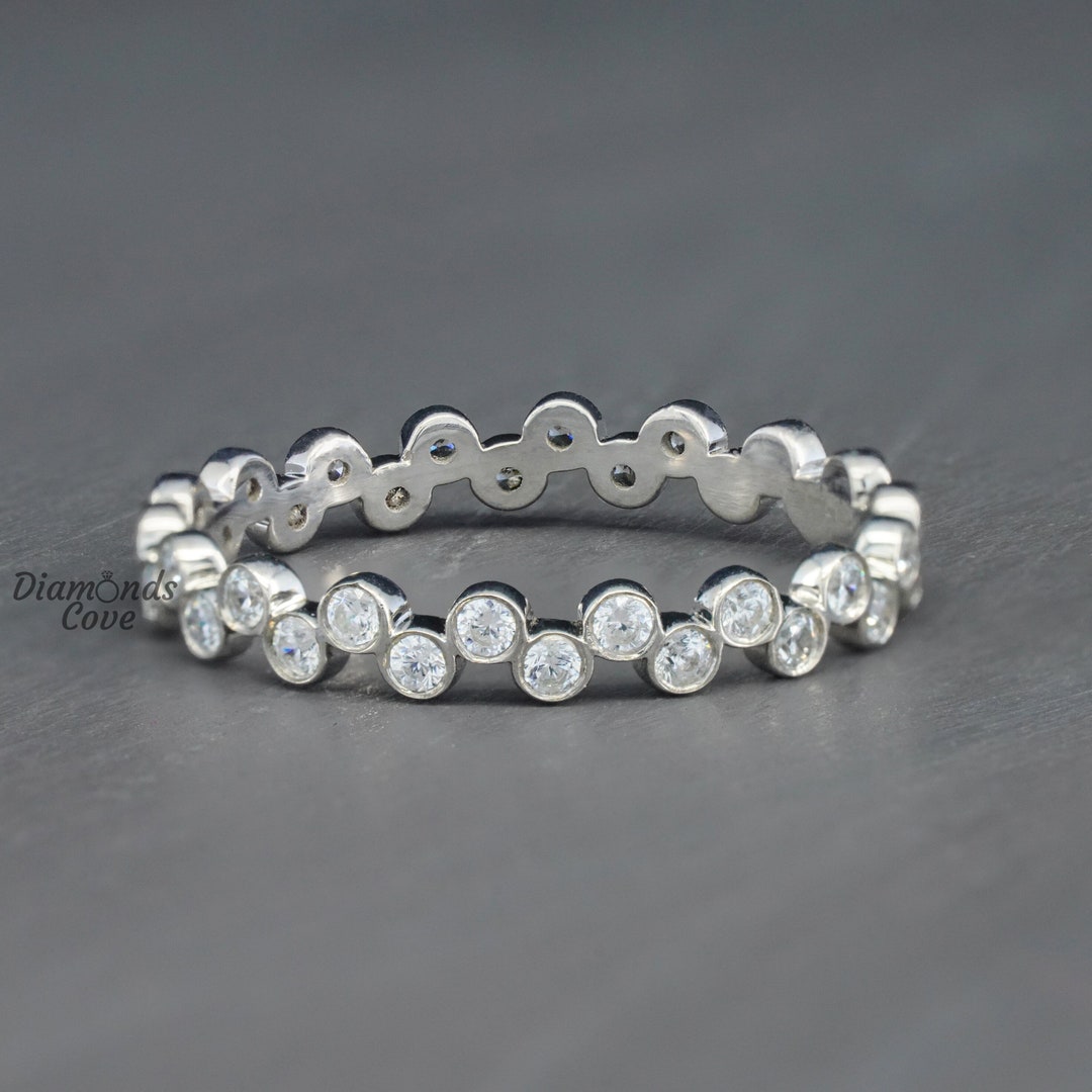 Lab Grown Diamond Wedding Band Round Diamond Band Dainty Lab Diamond ...