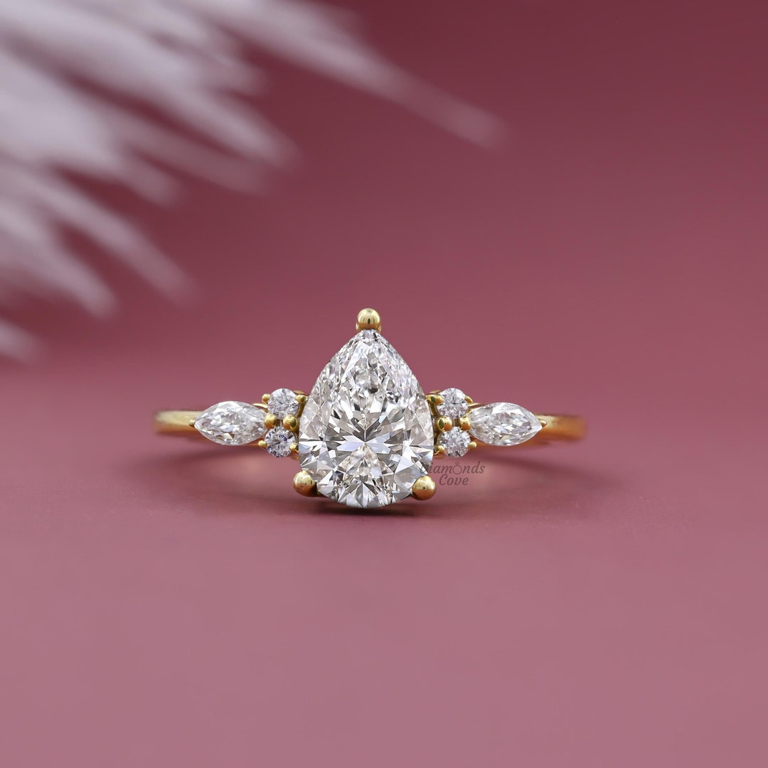 Lab Diamond Tear Drop Engagement Ring Pear Shaped Lab Grown Diamond ...