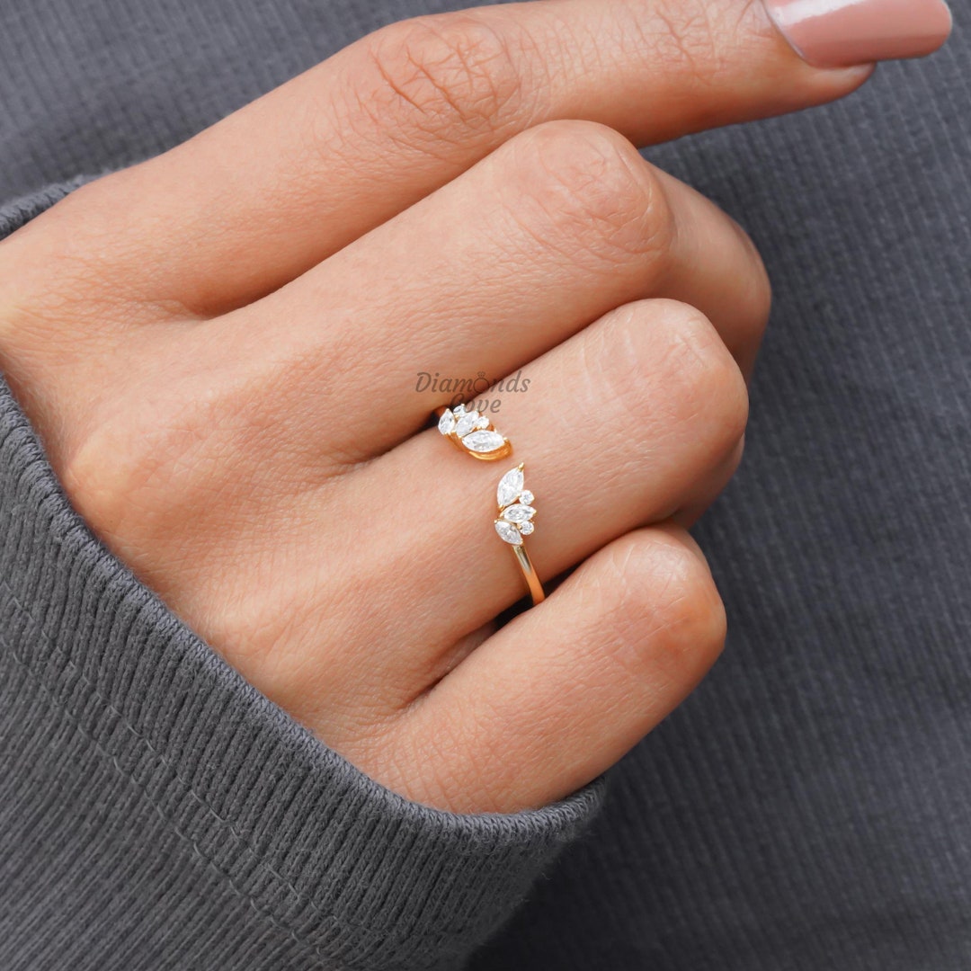 14K Gold Open Wedding Band Solid Gold Gap Wedding Ring Womens Cuff ...