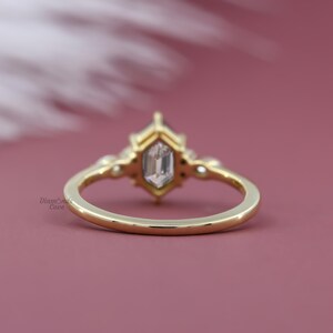 Hexagon Diamond Ring Hexagon Cut Lab Grown Diamond Engagement Ring ...