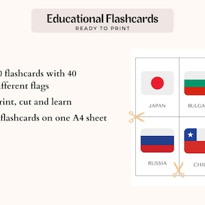Set of 40 Educational Printable World Flags Flash Cards Countries ...