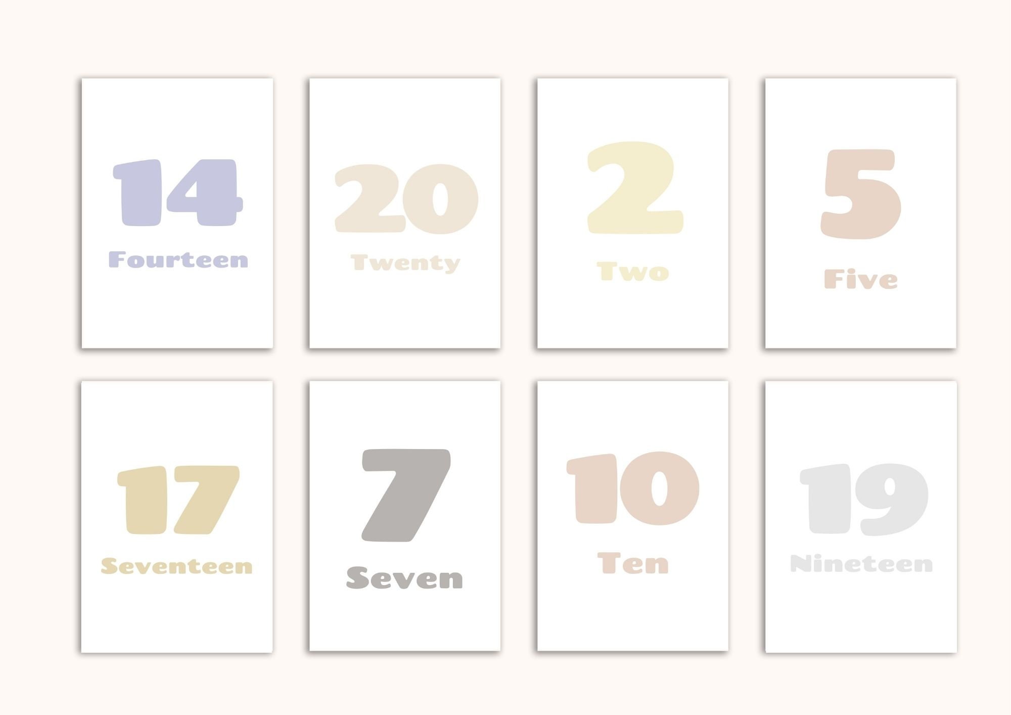20 Educational Printable Flash Cards on Numbers Montessori, Preschool ...