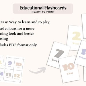 20 Educational Printable Flash Cards on Numbers Montessori, Preschool ...