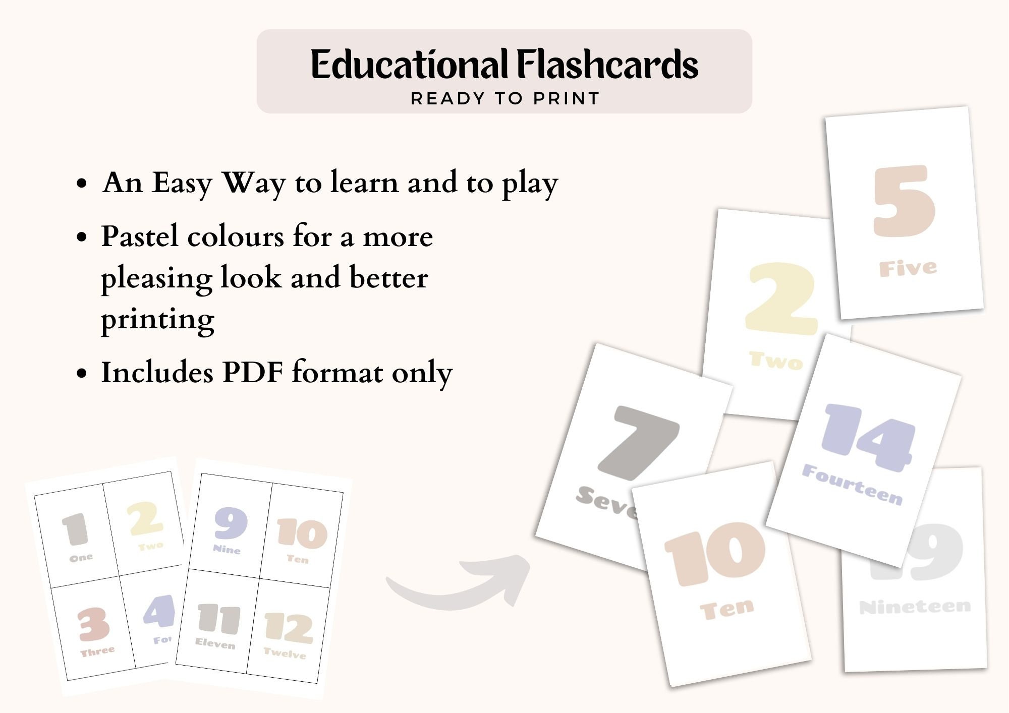 20 Educational Printable Flash Cards on Numbers Montessori, Preschool ...