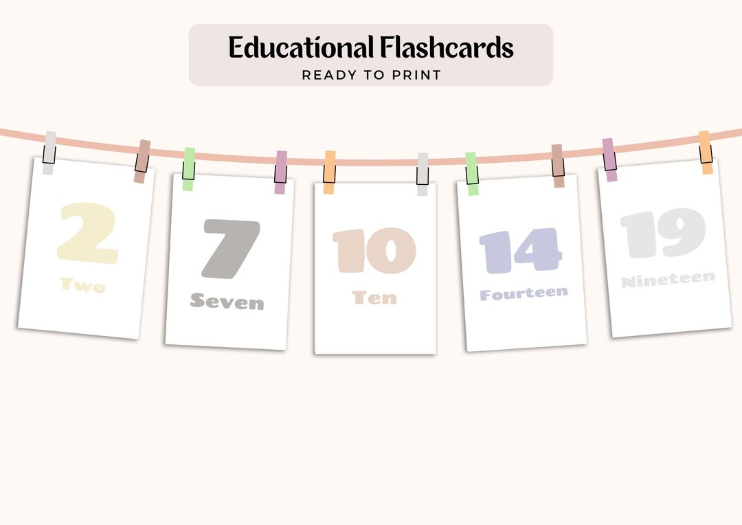 20 Educational Printable Flash Cards on Numbers Montessori, Preschool ...