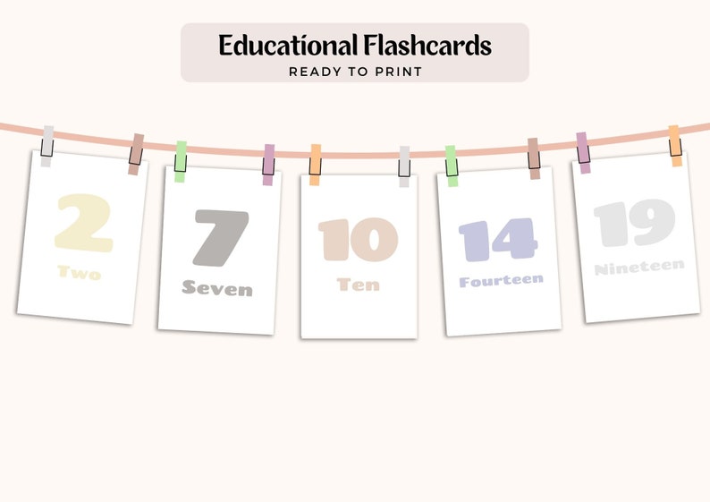 20 Educational Printable Flash Cards on Numbers Montessori, Preschool ...