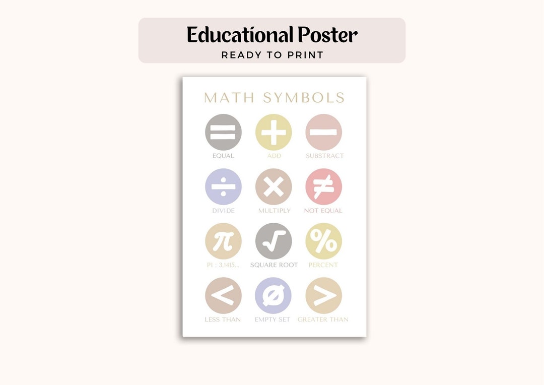 Educational Posters Math Symbols, Homeschool Prints, Montessori ...
