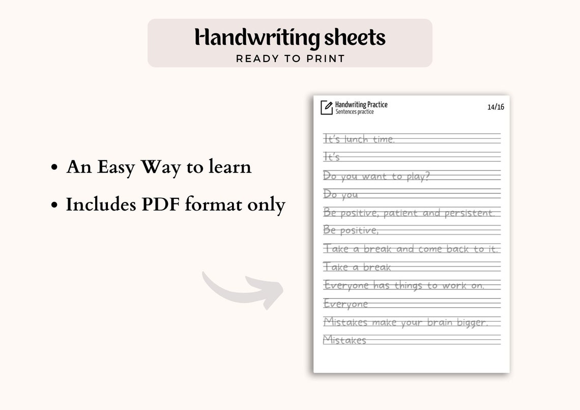 16 Handwriting Practice Sheets, Calligraphy Printable Handwriting ...