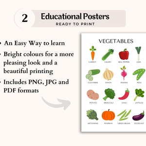 Fruits & Vegetables Posters, Educational Prints, 2 Montessori Posters ...
