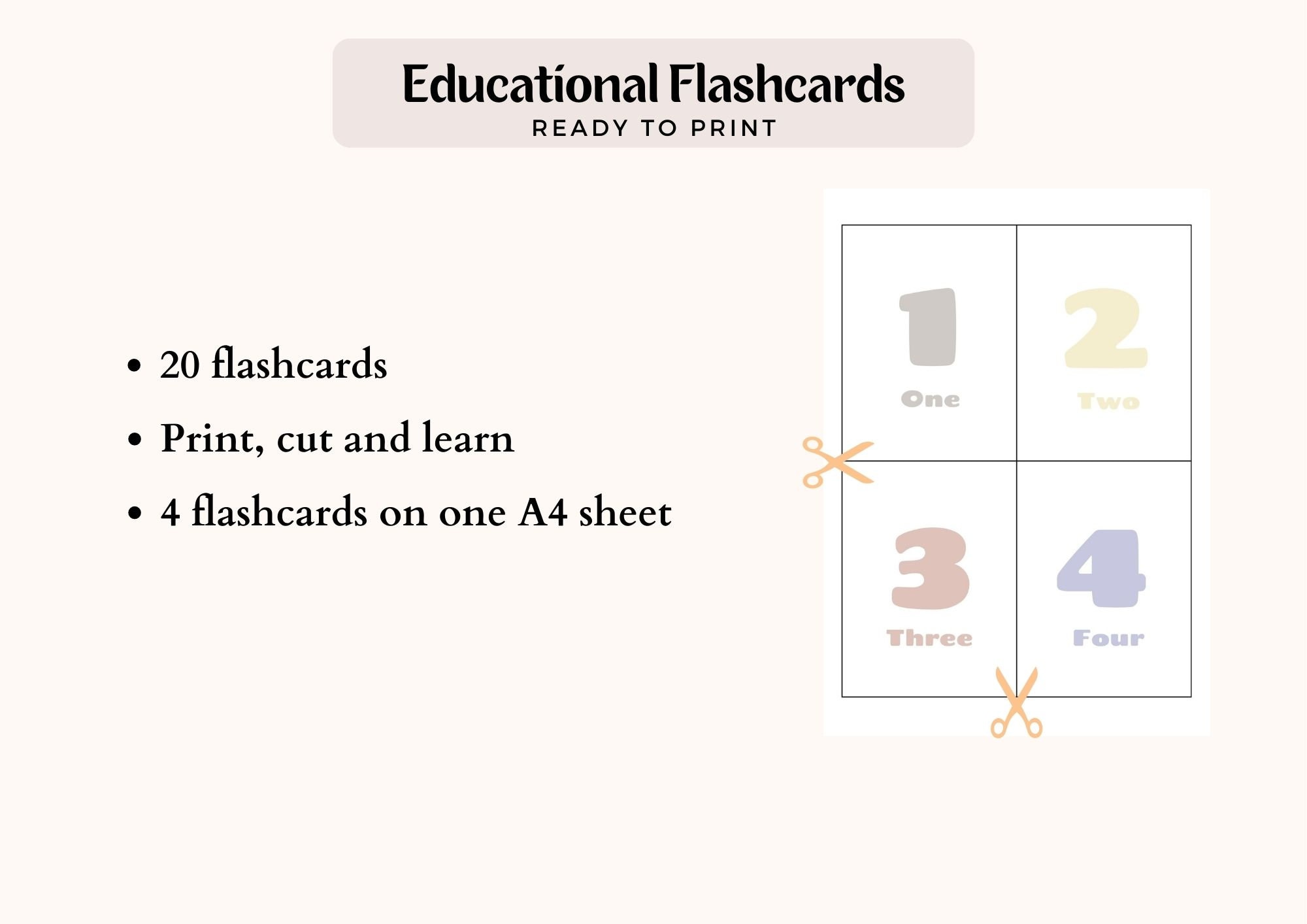 20 Educational Printable Flash Cards on Numbers Montessori, Preschool ...