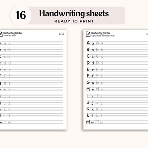 16 Handwriting Practice Sheets, Calligraphy Printable Handwriting ...
