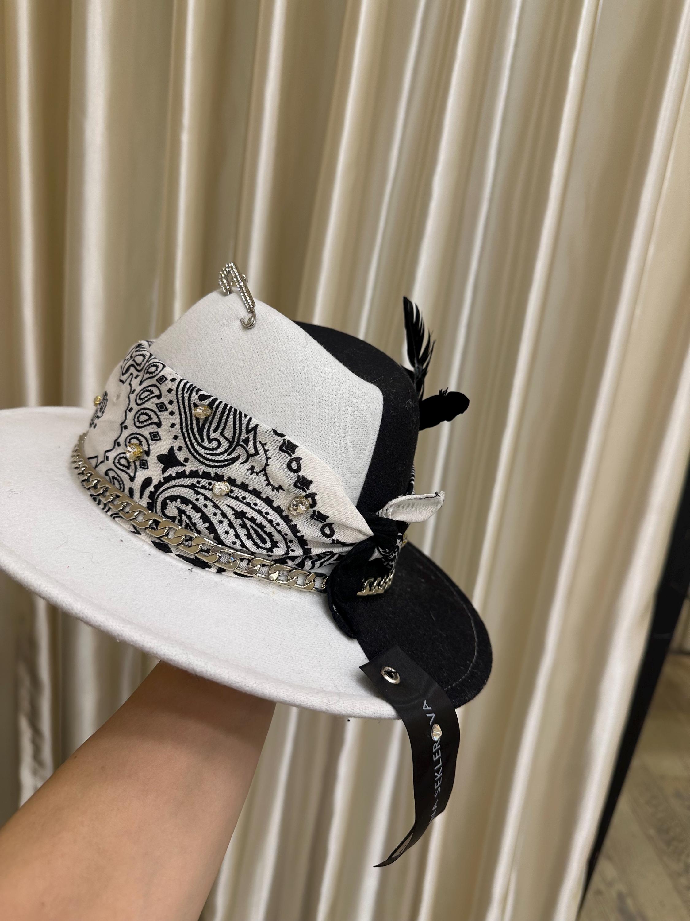 Two-tone Fedora Hat, Rhinestone Skull, Wide Brim - Etsy