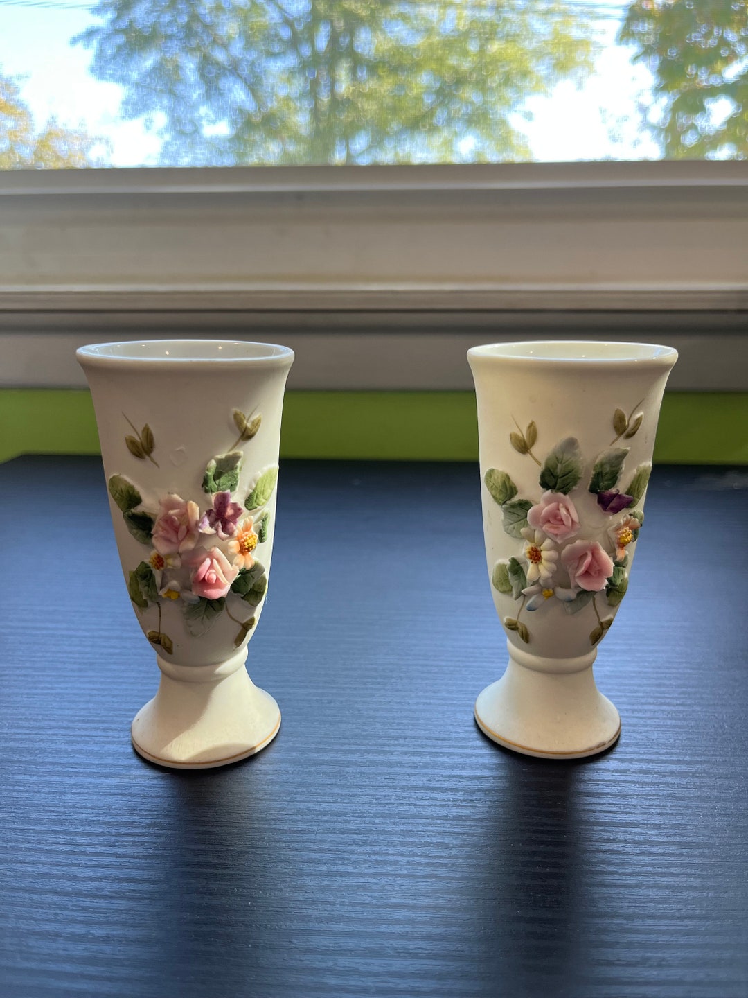Lefton Hand Painted Flower Bud Vase - Set of 2 - AS IS - Etsy