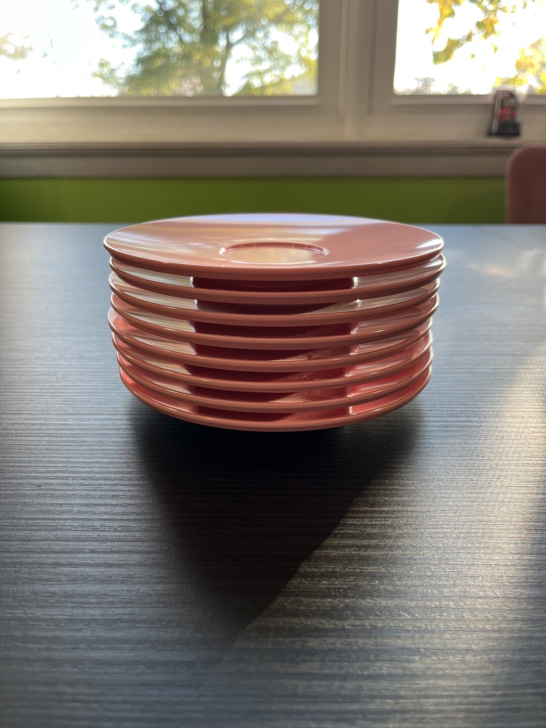 Set of 8 Bootonware Melamine Bon Bon Pink Plates Tea Saucers Mid ...