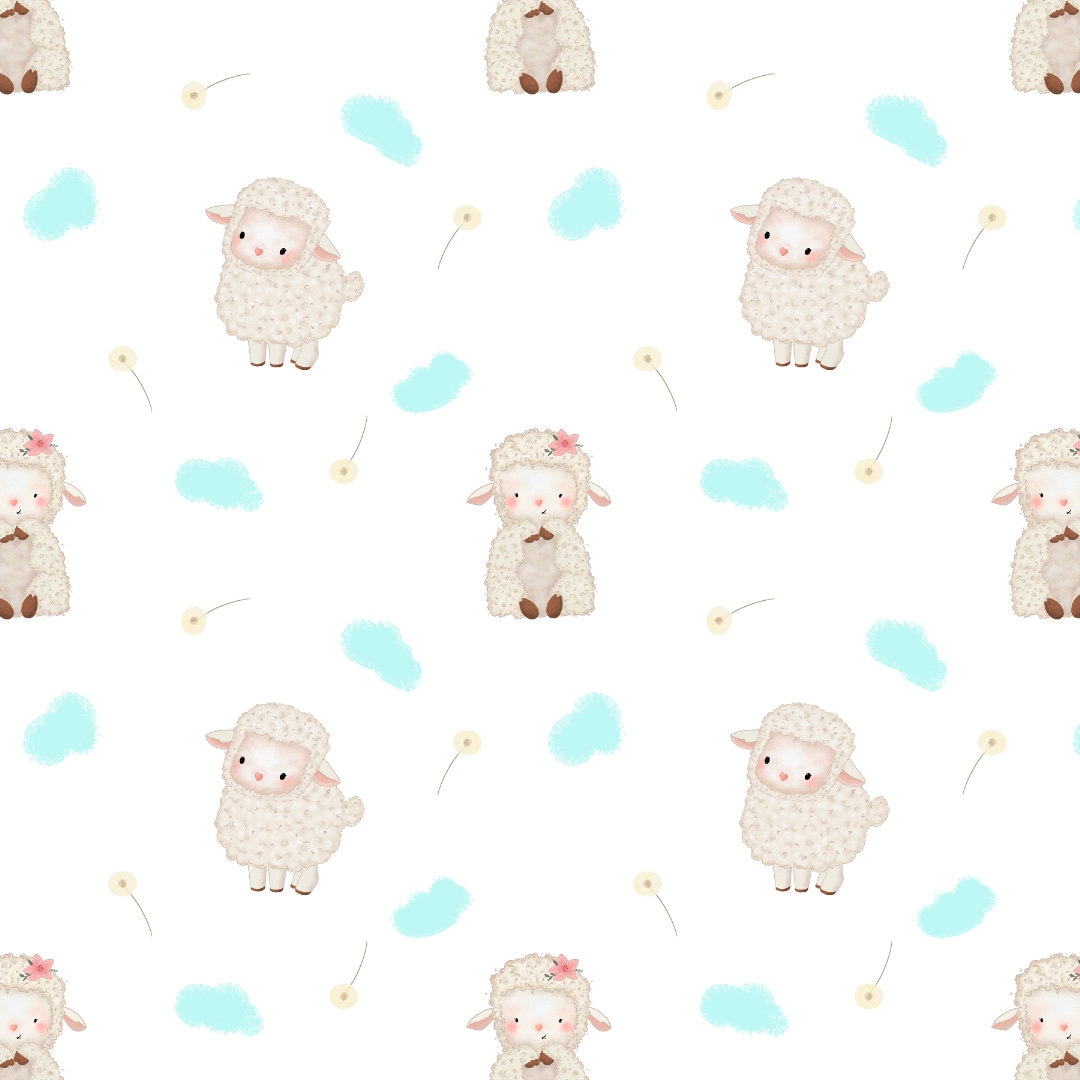 Sheep Seamless Pattern/ Repeating Pattern for Children's Fabric/ Hand ...