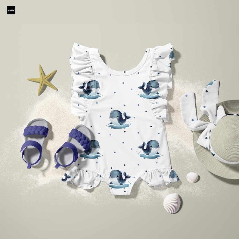 Cute Watercolor Whale Seamless Pattern – High-Resolution PNG Digital ...