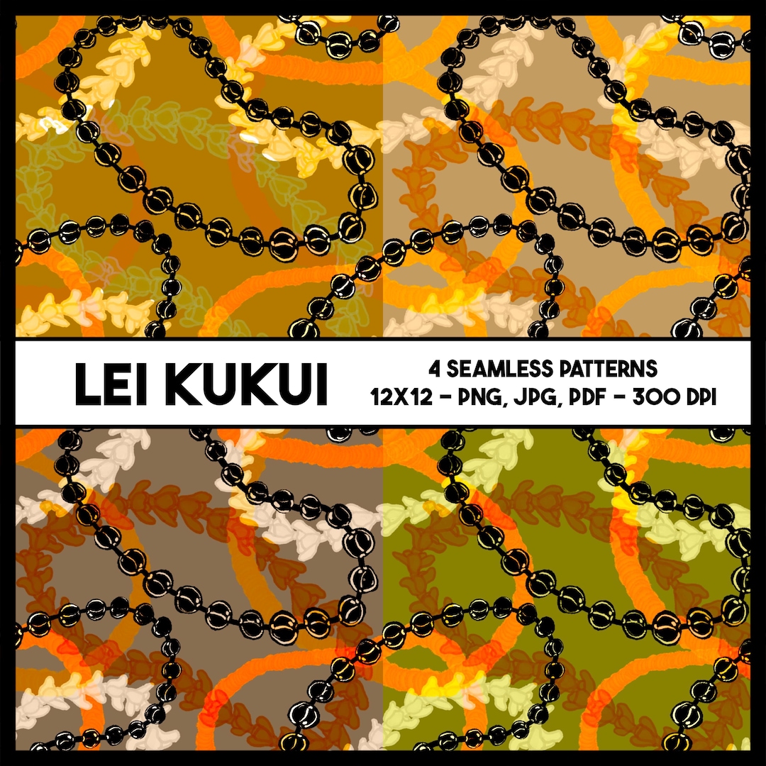 Lei, Lei Design, Lei Seamless Pattern, Lei Pattern, Kukui Lei Pattern ...