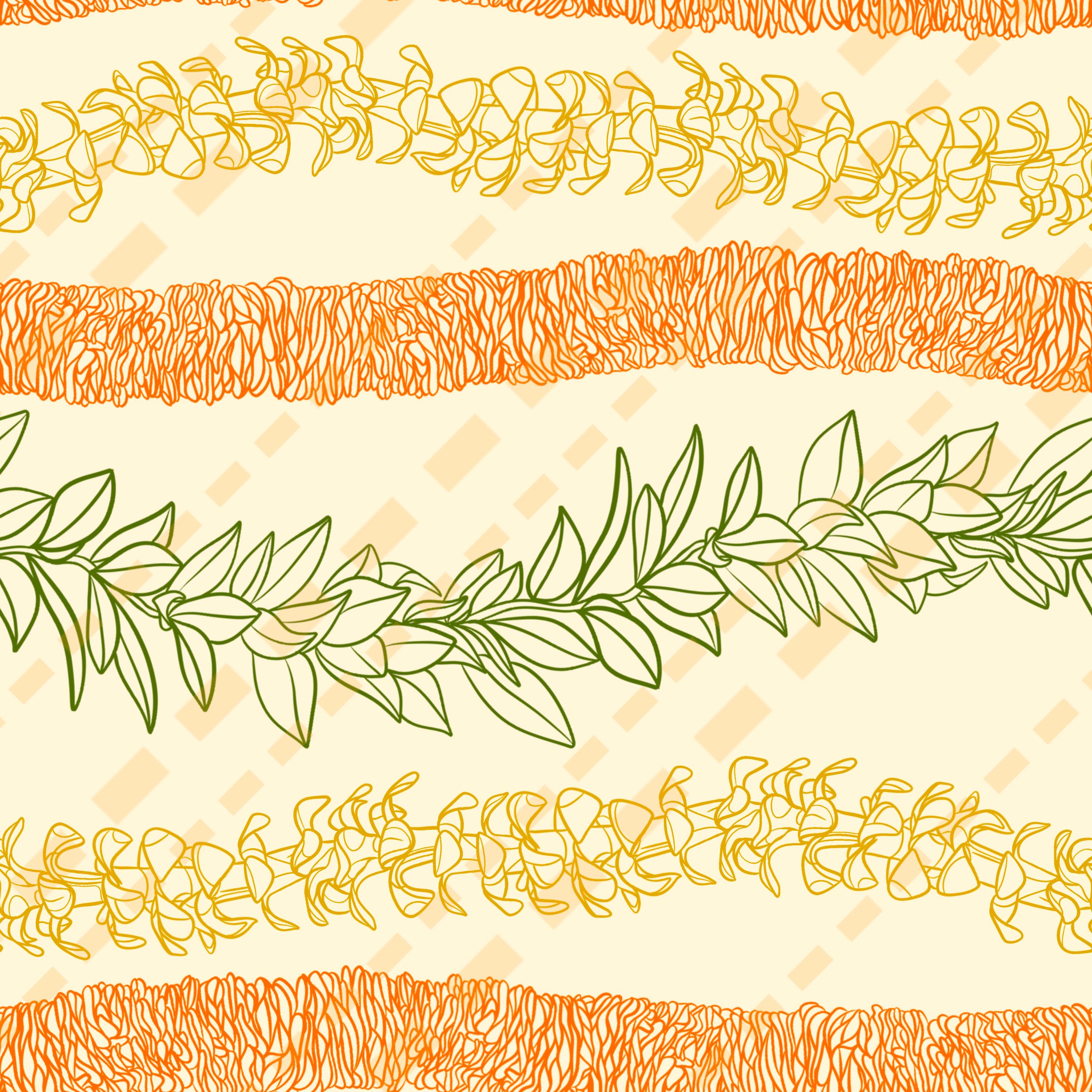 Lei Seamless Pattern: Ilima, Maile, Puakenikeni (digital Download) - Etsy
