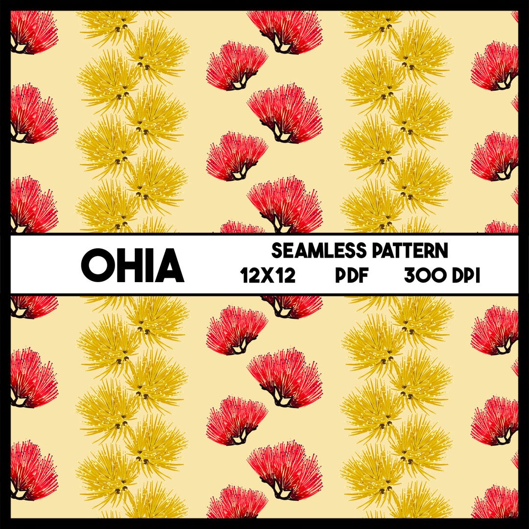 Ohia Flowers Seamless Pattern: Hawaiian Inspired Textile Art - Etsy