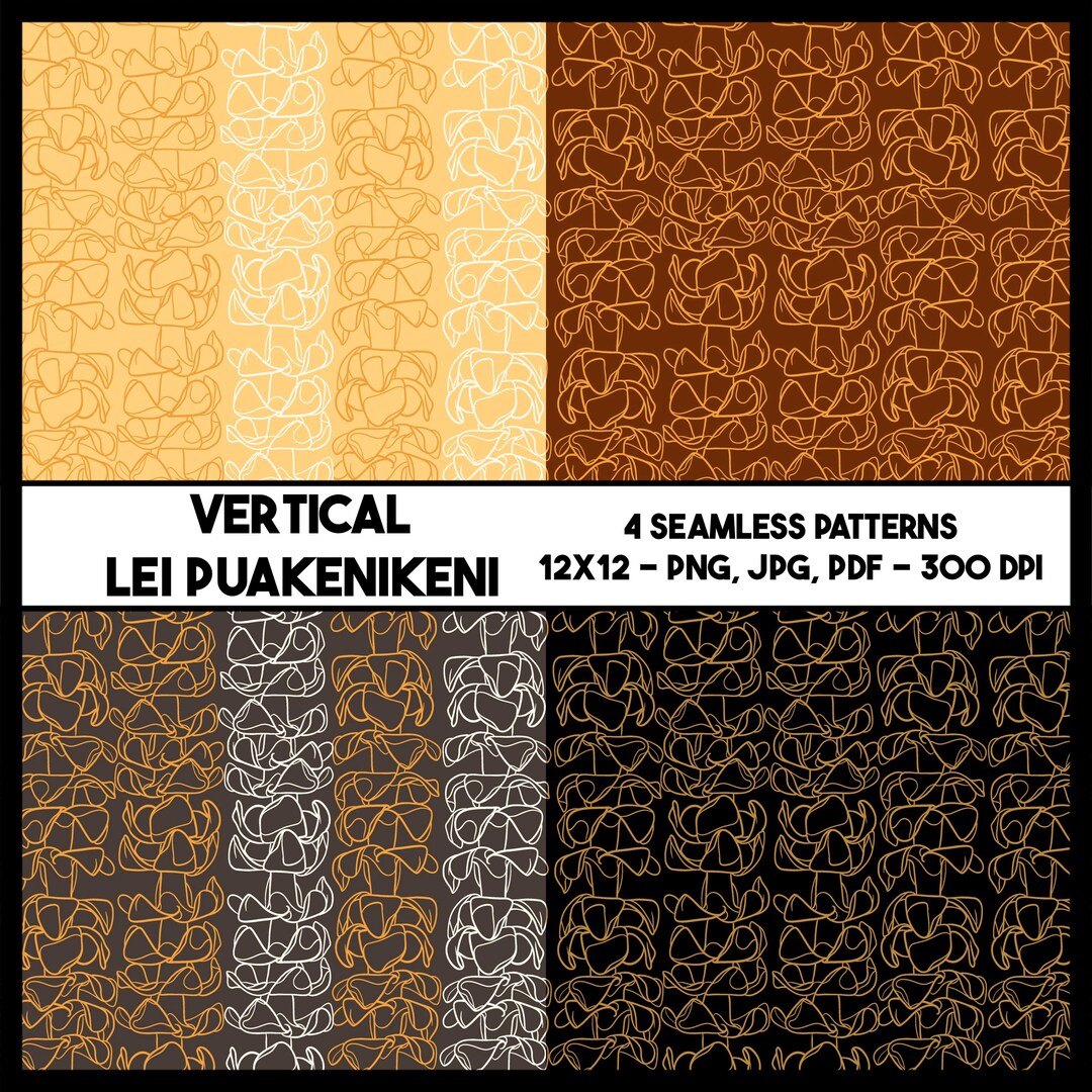 Line Art Seamless Pattern: Vertical Lei Puakenikeni (digital Download ...