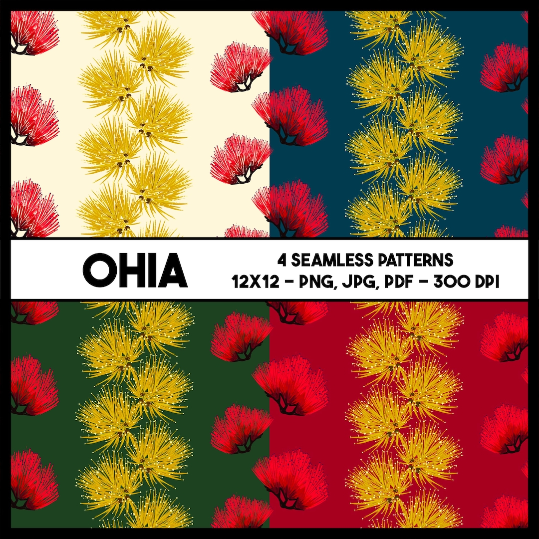 Ohia, Ohia Lehua, Ohia Lei Design, Lei Seamless Pattern, Lei Pattern ...