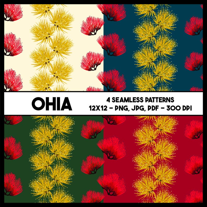 Ohia, Ohia Lehua, Ohia Lei Design, Lei Seamless Pattern, Lei Pattern ...