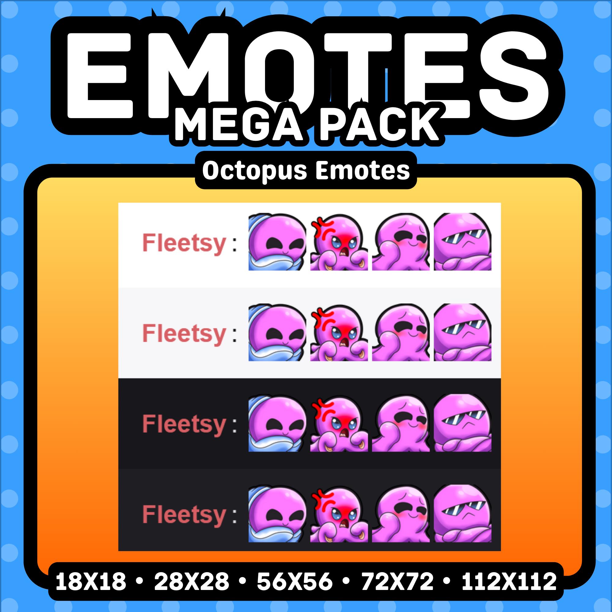 Cute Octopus Mega Emote Pack - Twitch, Youtube, Discord, Cute, Kawaii ...