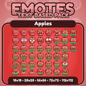 45x Cute Apple Emote Pack - Twitch, Youtube, Discord, Cute, Kawaii ...