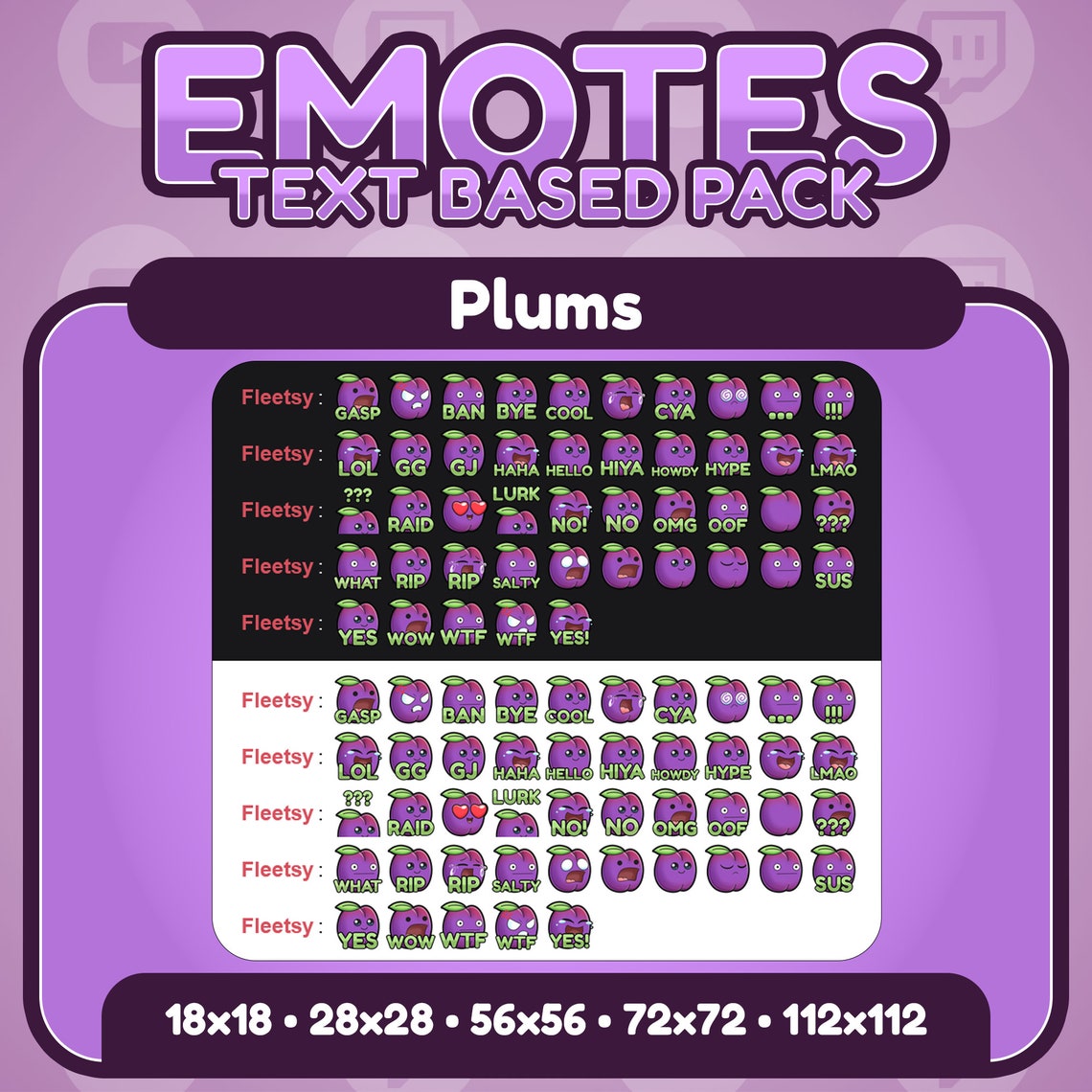 45x Cute Plum Emote Pack Twitch, Youtube, Discord, Cute, Kawaii, Plum ...
