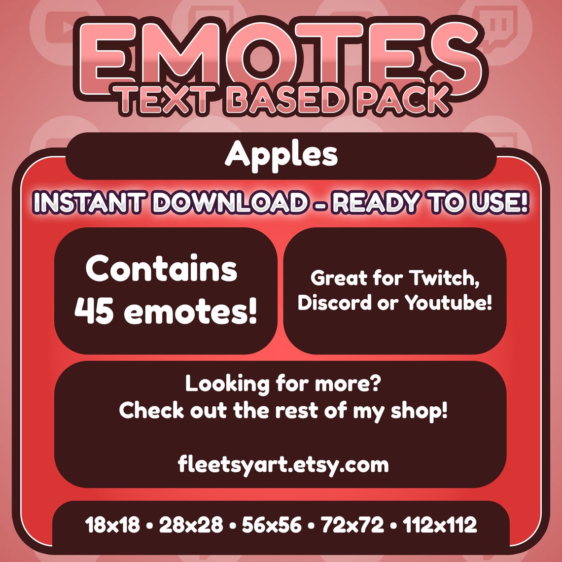 45x Cute Apple Emote Pack Twitch, Youtube, Discord, Cute, Kawaii, Apple ...