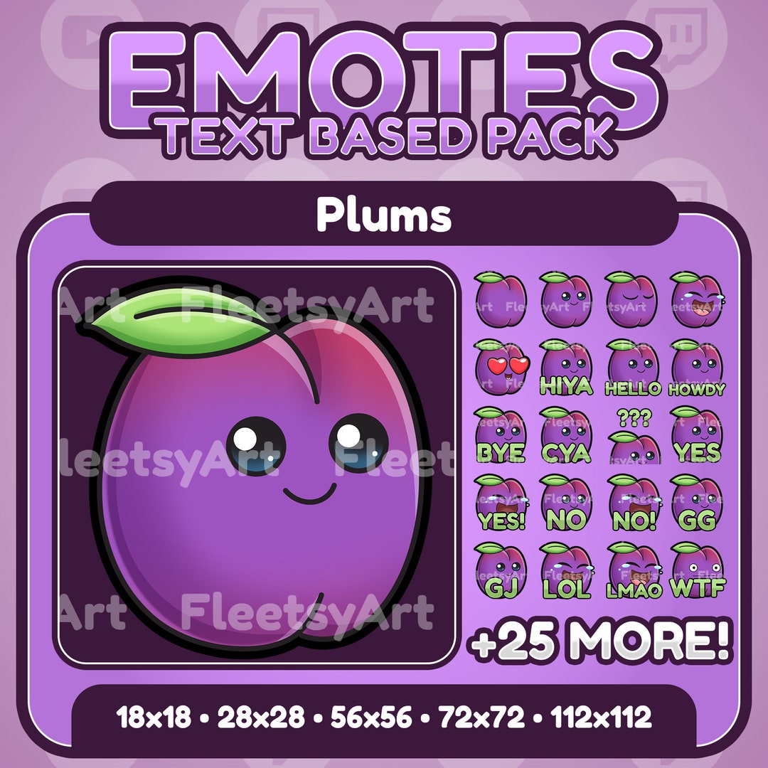 45x Cute Plum Emote Pack Twitch, Youtube, Discord, Cute, Kawaii, Plum ...