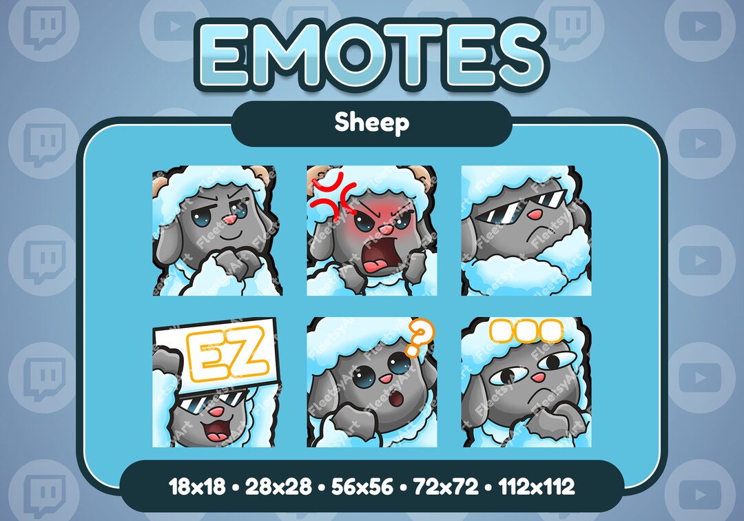 Cute Sheep Emote Pack 2 Twitch Youtube Discord Cute - Etsy