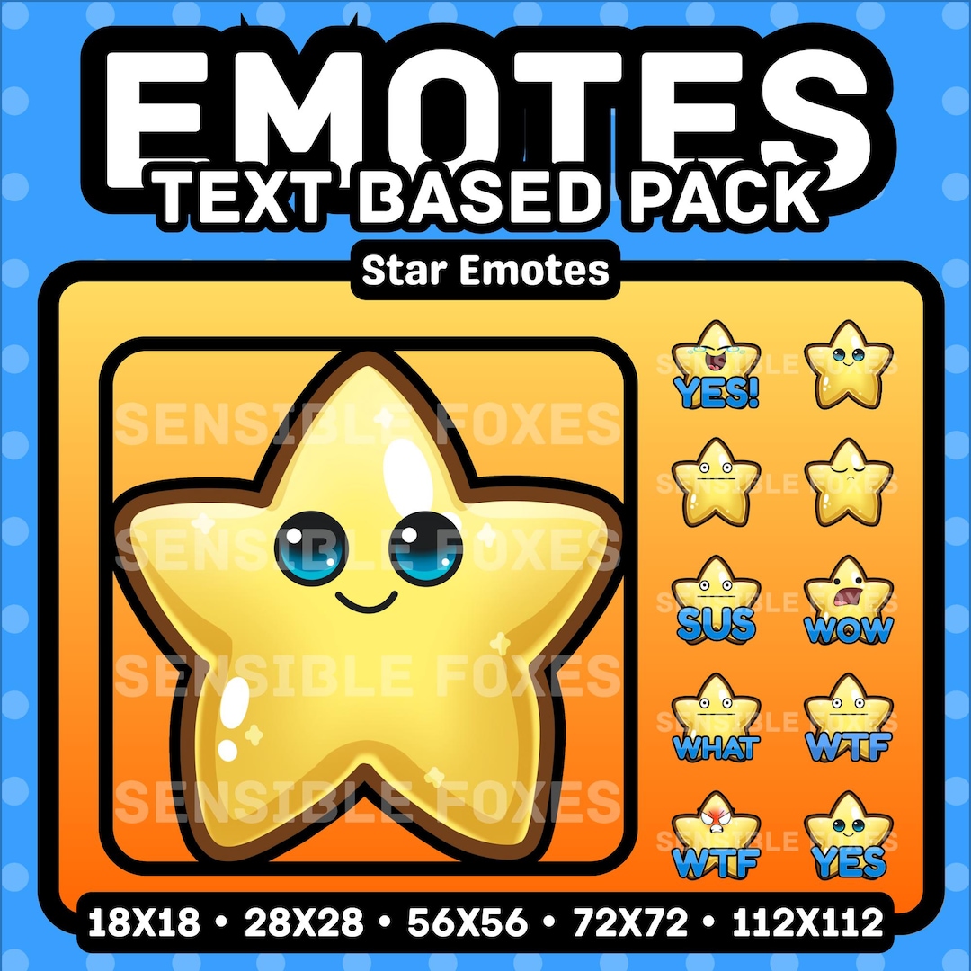 45x Cute Star Emote Pack - Twitch, Youtube, Discord, Cute, Kawaii, Star ...