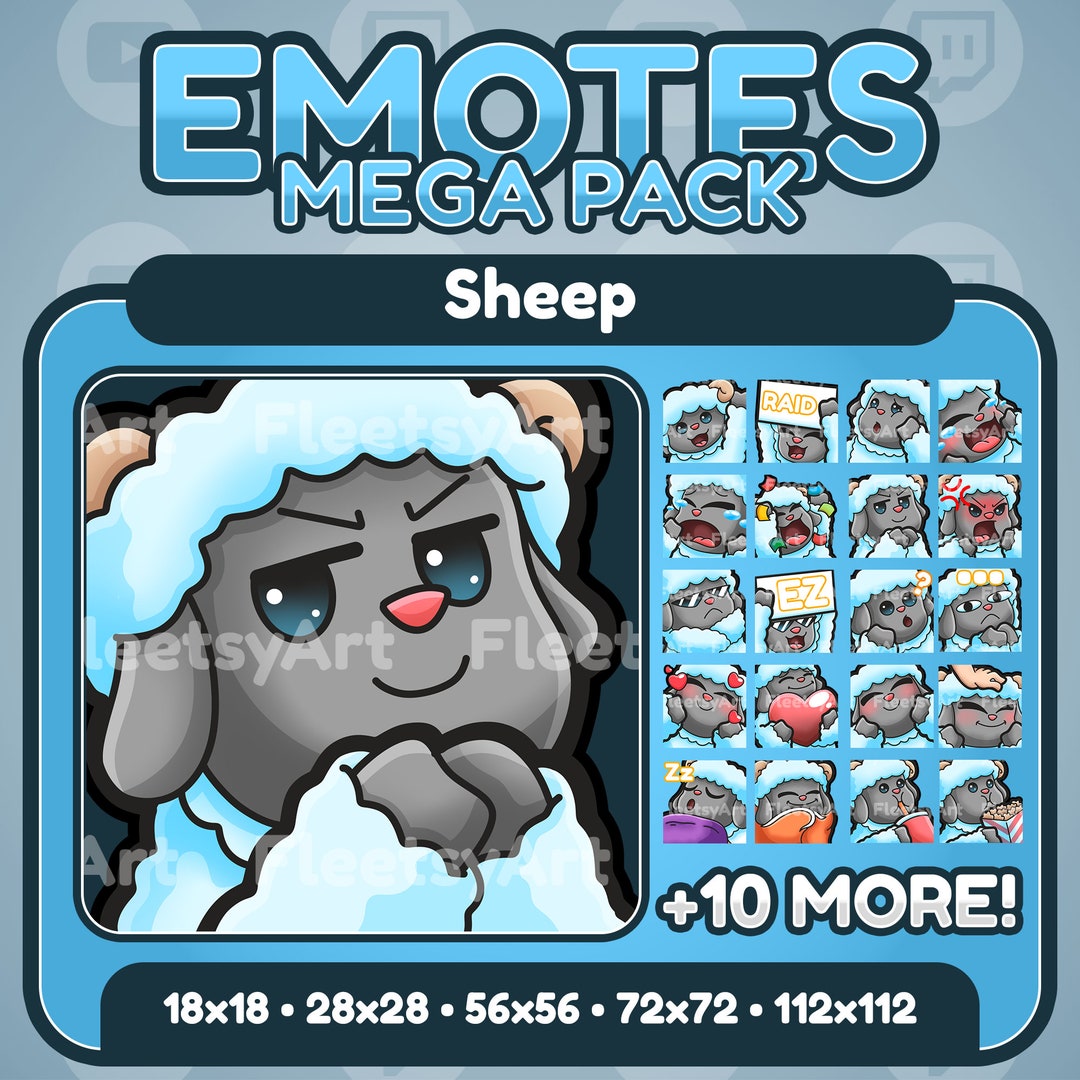 Cute Sheep Mega Emote Pack Twitch, Youtube, Discord, Cute, Kawaii ...