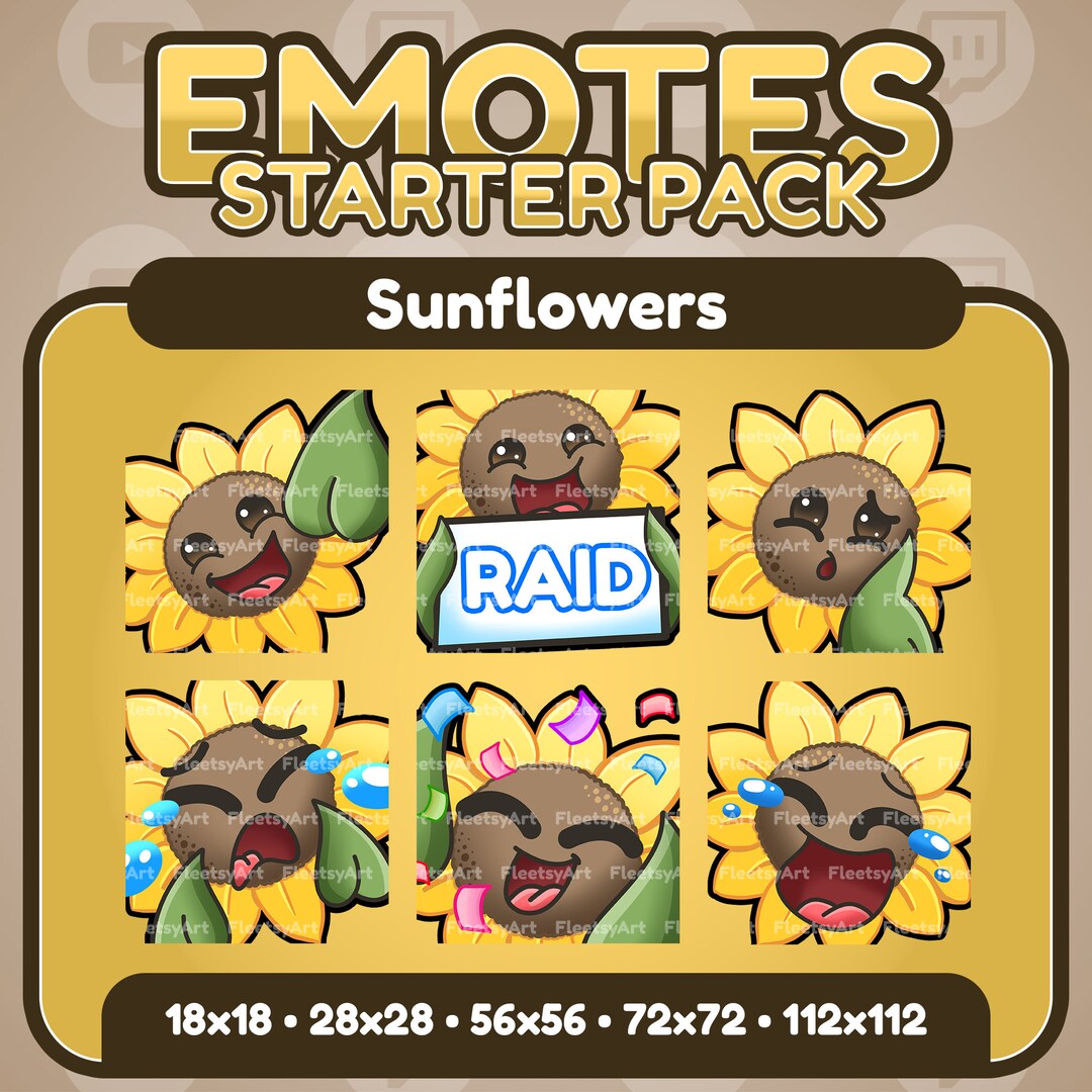 Cute Sunflower Starter Emote Pack Twitch, Youtube, Discord, Cute ...