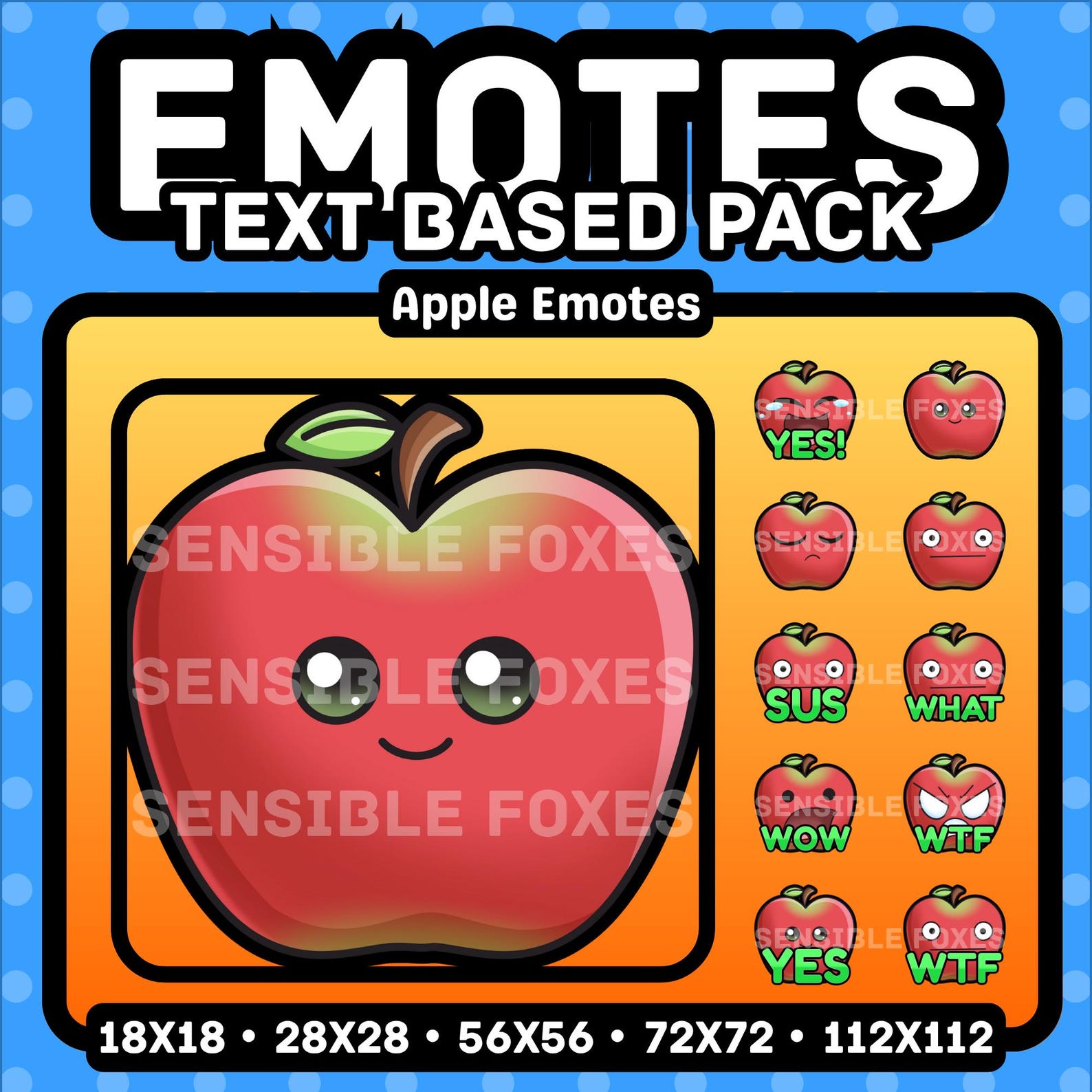 45x Cute Apple Emote Pack - Twitch, Youtube, Discord, Cute, Kawaii ...