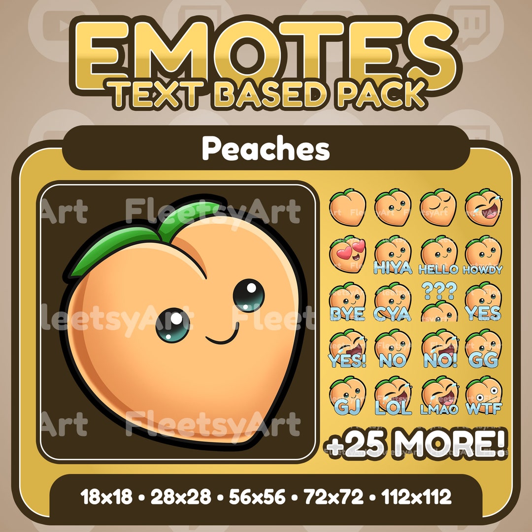 45x Cute Peach Emote Pack Twitch, Youtube, Discord, Cute, Kawaii, Peach ...