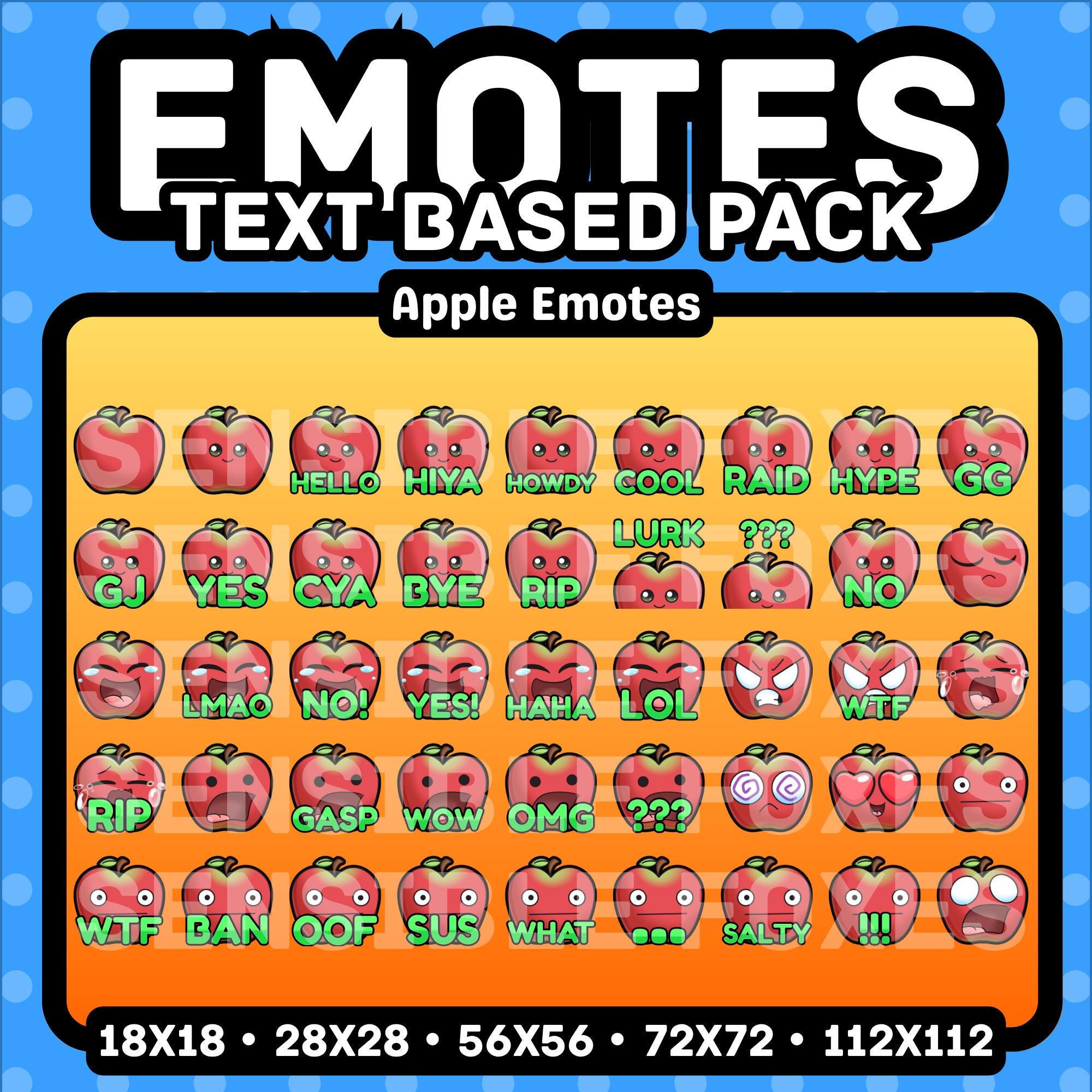 45x Cute Apple Emote Pack - Twitch, Youtube, Discord, Cute, Kawaii ...