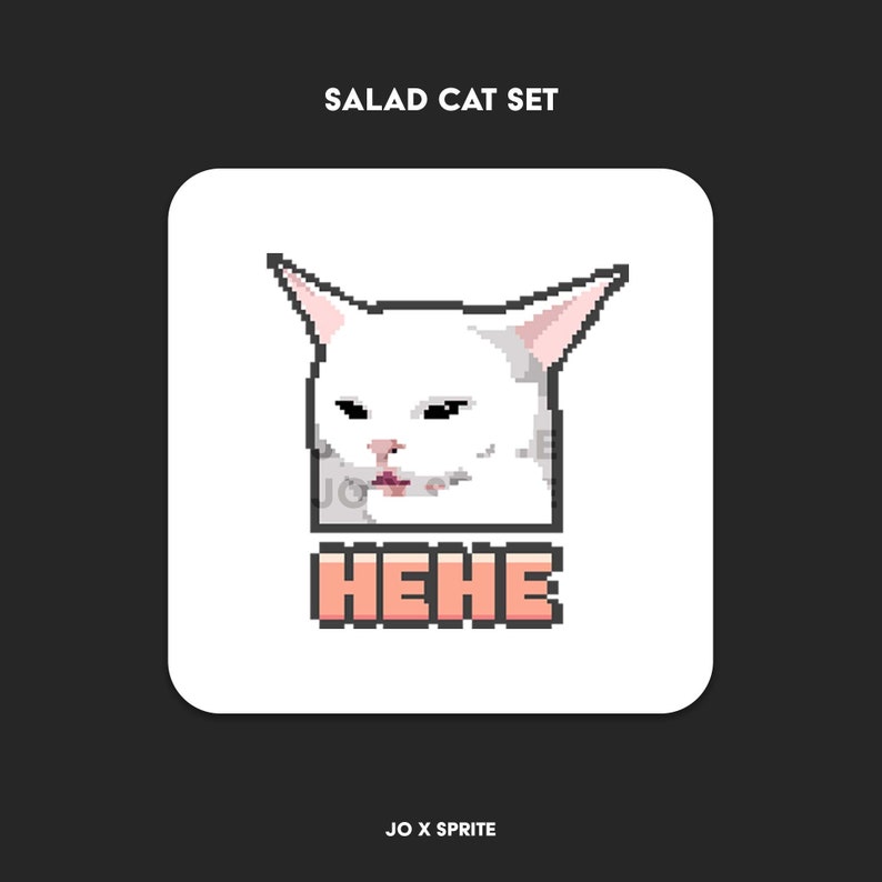 Salad Cat Meme Pixel Art Emote Sticker Cute Twitch Youtube Discord ...