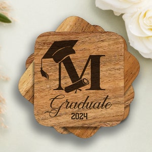 Graduation Coasters, Acacia Wood, Gift Set, Custom Coasters, Graduation ...