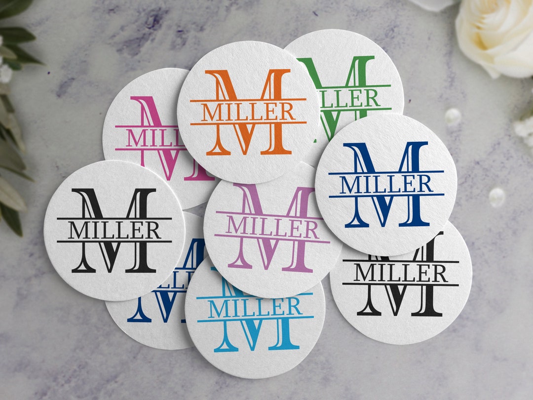 Split Monogram Coasters, Pulpboard, Gift Set, Custom Coasters, Wedding ...