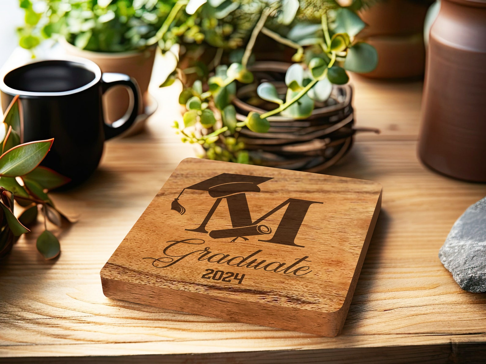 Graduation Coasters, Acacia Wood, Gift Set, Custom Coasters, Graduation ...