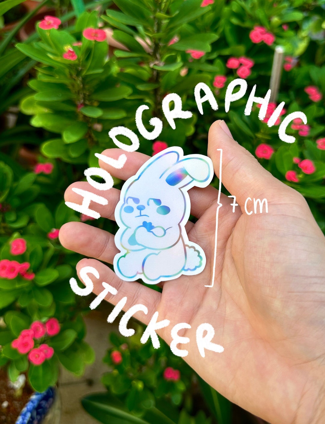 Holographic Bunny Rabbit Sticker / Bunny Rabbit Sticker / Holo Sticker ...