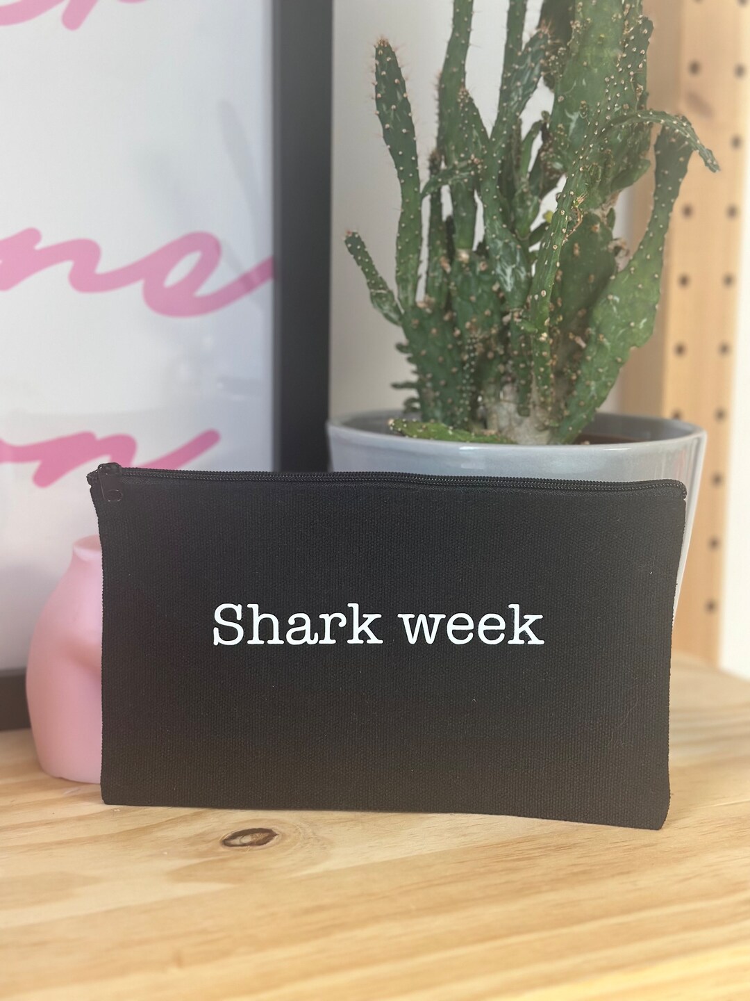 Shark Week Funny Period Bag, Tampon and Sanitary Pad Privacy Pouch ...