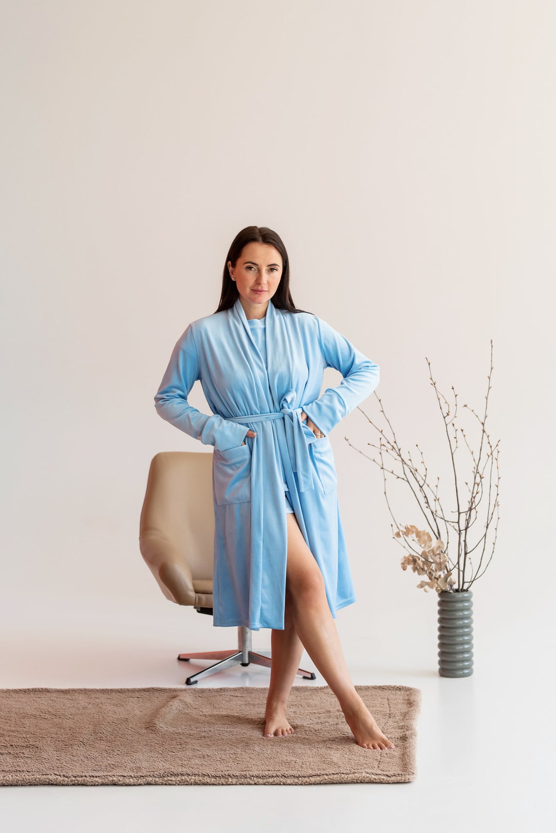 Biege Velour Bridal Robe Kimono Robe for Brides and - Etsy