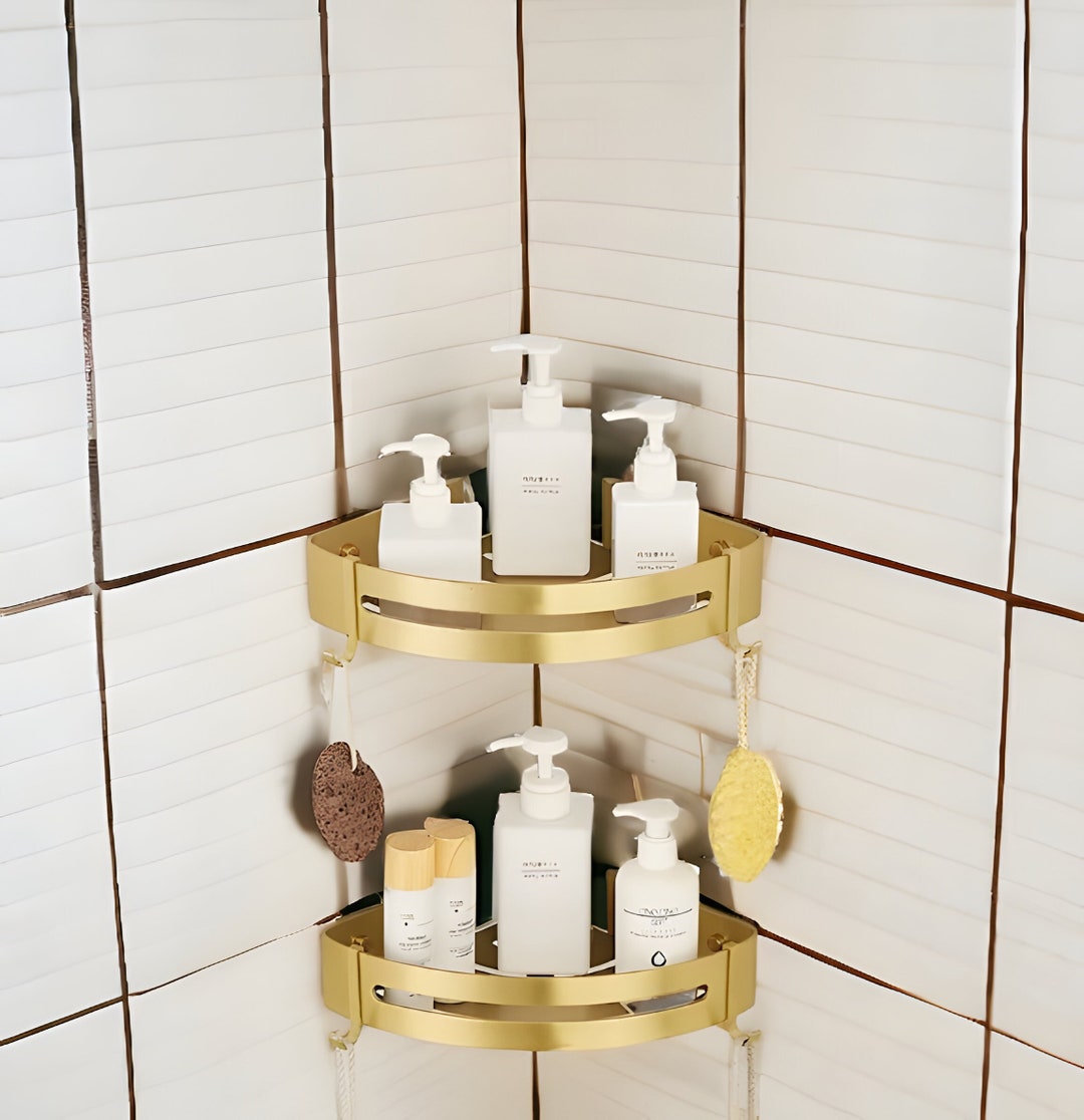 Gold Bathroom Shelf, Shower Corner Shelf, Bathroom Shelf, Wall Shelf ...