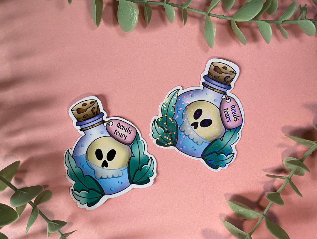 Sticker Devils Tears // Holographic // Pastel Goth // Skull Art Sticker ...