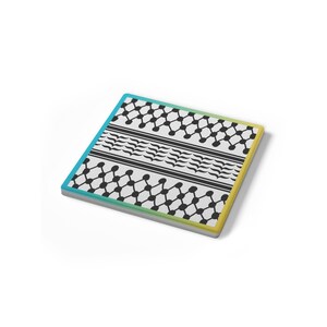 Palestine Gift Keffiyeh-inspired Coaster Black White Set of 4 Soapstone ...