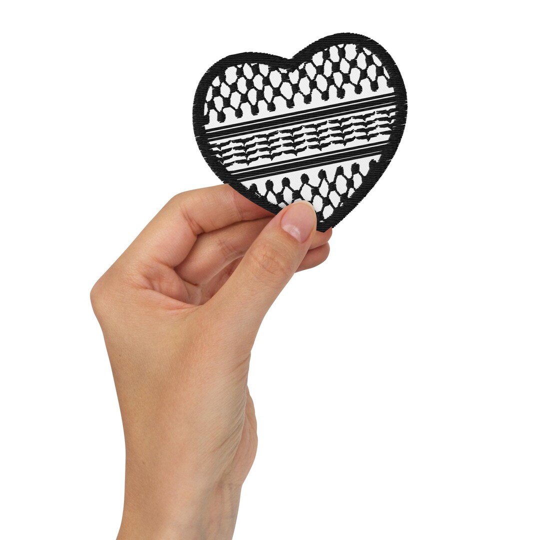 Black Palestine Keffiye Heart Embroidered Patch to Iron on or Sew on ...