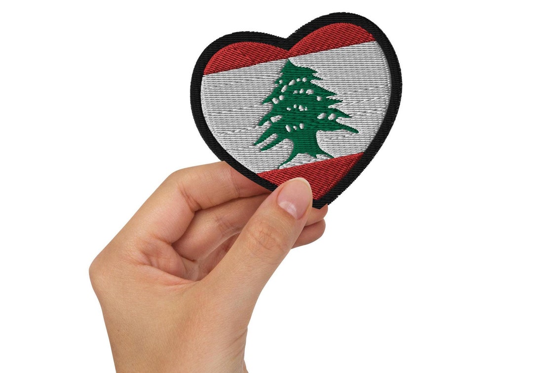 Lebanon Embroidered Patch Lebanese Flag Heart With Black Border to Sew ...